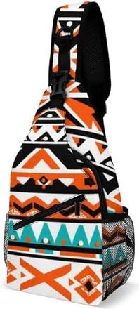 Generic Mode Sacoche Bandouliere Ouest Sud-Ouest Tribal Ethnique Aztèque Géométrique Sacs Poitrine Polyester,Antivol Crossbody Bag pour Randonnée Cyclisme Voy