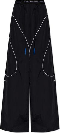 Off-white Femme, Pantalons, Noir, Taille: 40 FR Wide-leg Pantalons de surv&ecirc;tement