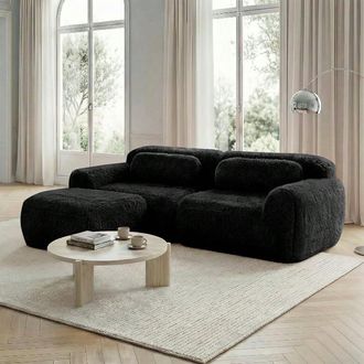 Generic Superweiches Samtsofa f&uuml;r Zwei Personen mit Eckfunktion - beliebig kombinierbar, inklusive Kissen - hoch elastischer Schaumstoff, m&uuml;helos zusammenzuba