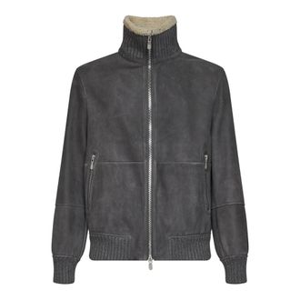 Brunello Cucinelli Curly Shearling Bomber Jacket - - Jackets - Herren - Grau - L