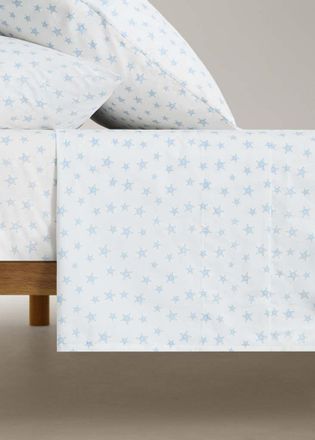 Mango Drap-housse percale de coton imprim&eacute; &eacute;toiles Lit 90 cm bleu - Home - Lit 90 cm - MANGO HOME