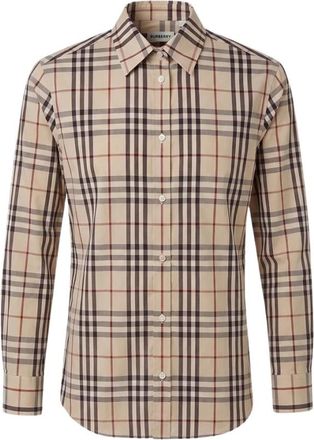 Burberry Femme, Blouses et Chemises, Beige, Taille: 38 FR Classic Fit Check Cotton Shirt