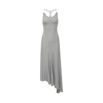 Off-white Rippstrick-Midikleid mit asymmetrischem Saum - - Dresses - Damen - Grau - M