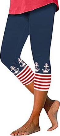 ORANDESIGNE Leggings 3/4 Femme Taille Haute Skinny Capri Pantalon Slim Impression Décontractés Pantalon Leggings Collant Pantalon de Yoga Pantalon de Survêtement 