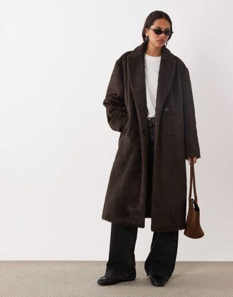 Brave Soul Oversize-Doppelreihermantel in Braun