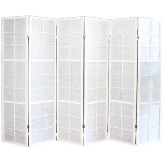 PEGANE Pegane - Paravent japonais Shoji en bois blanc de 6 pans