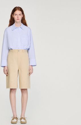 Sandro Bermuda &agrave; fleurs d&eacute;coup&eacute;es en coton