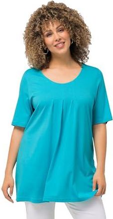 Ulla Popken T- Shirt, Plis décoratifs, Ligne A, col Rond, Manches mi-Longues, Modal, Theodore River (Peinture de Rechange), 52-54 Femme