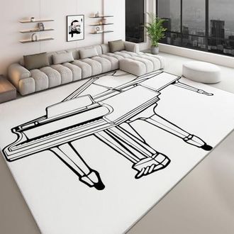 Generic Tapis pour Salon Antid&eacute;rapant 120 x 170 cm, Tapis Lavables &agrave; Poils Courts Minimaliste &Eacute;l&eacute;gant Moderne Piano pour Cuisine Salle &agrave; Manger Bureau et Cham