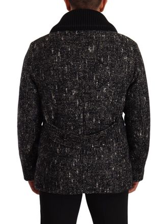 Dolce & Gabbana Black Wool Double Breasted Coat Men Jacket And Gray Clothing