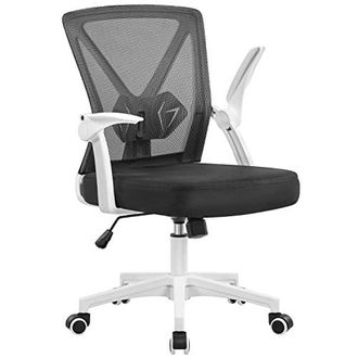 Yaheetech B&uuml;rostuhl Schreibtischstuhl mit hochklappbare Armlehnen, Drehstuhl aus Mesh, Office Chair Ergonomic, erstellbaren Lendenwirbelst&uuml;tze, Wippfunktion, h&ouml;