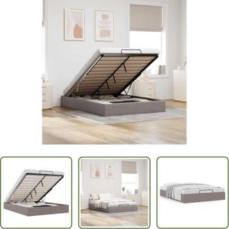 vidaXL Stauraum unter Bett - Ottoman-Bett ohne Matratze Taupe 140x200 cm Stoff