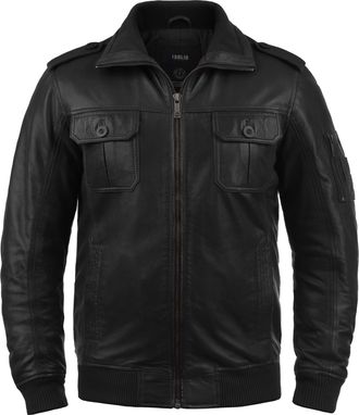 Solid Famash Herren Lederjacke Bikerjacke Echtleder mit Stehkragen, Größe:3XL, Farbe:Black (S9000)