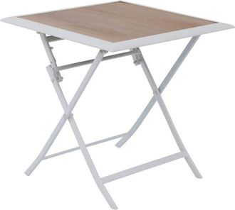Hesperide Hesperide - Table de jardin pliante carrée Azua houblon & blanc 2 places en aluminium traité époxy - Hespéride