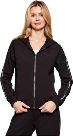 Emporio Armani Emporio Armani Ea7, Femme, Sweatshirts et sweats &agrave; capuche, Noir, Taille: 42 FR Felpa aperta cappuccio