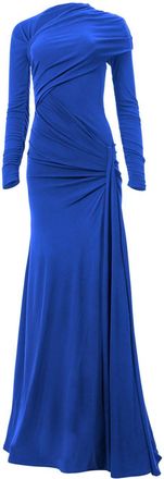 Carolina Herrera Drapiertes Abendkleid - Blau