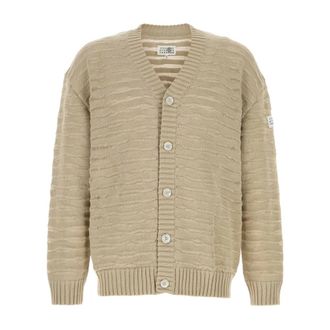 Maison Margiela Cotton Loose Rib Cardigan - - Knitwear - Herren - Beige - XL