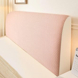 Generic Eisseide Stretch Bettkopfteil Bezug Minimalistischer einfarbiger staubdichter gepolsterter Kopfteil Bezug Schutzbezug f&uuml;r Schlafzimmerdekoration Rosa 
