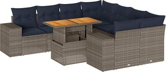 vidaXL Vidaxl - Set Divano Da Giardino 9 Pz Con Cuscini Grigio In Polyrattan