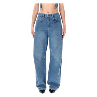 Marine Serre Femme, Jeans, Bleu, Taille: 38 FR Jean Coupe Droite