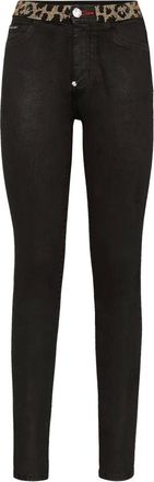 Philipp Plein Femme, Jeans, Noir, Taille: W27 Jean Skinny &agrave; Bordure L&eacute;opard