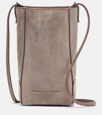 Brunello Cucinelli Schultertasche Monili aus Veloursleder