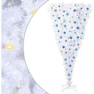 vidaXL K&uuml;nstlicher Weihnachtsbaum Wei&szlig; 210 cm PVC und Stahl vidaXL