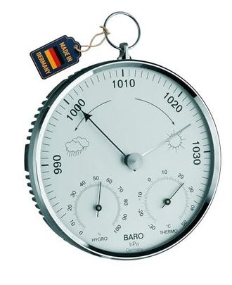 TFA Dostmann Analoge Wetterstation mit Metallring, 20.3006, inkl Barometer, Thermometer, Hygrometer, zur lokalen Wettervorhersage, deutsches Familienunternehmen, s
