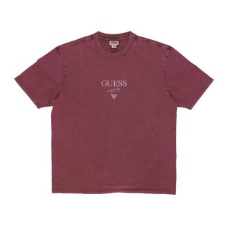 Guess Homme, Tops, Brun, Taille: L T-shirt Logo Imprimé Délavé Multi