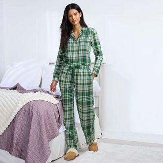 Lands End Pyjamahose aus reinem Baumwoll-Flanell, Damen, Gr&ouml;&szlig;e:48-50 regular, Gr&uuml;n, Baumwolle, by Lands End