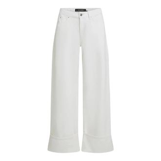 Karl Lagerfeld Wide Cut Jeans mit fixierten Umschl&auml;gen - - Trousers - Damen - Wei&szlig; - W27