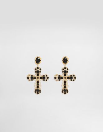 Dolce & Gabbana Clip-ohrringe Mit Kreuzmotiven - Frau Bijoux Mehrfarbig Metall Onesize