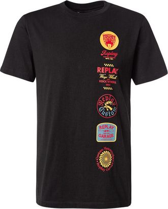 Replay Herren T-Shirt schwarz Baumwolle