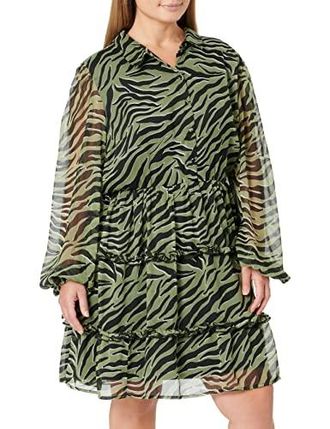 Vero Moda Curve Vmnatali Ls Calf Dress WVN Cur Robe, Aztec, 48 FR Femme