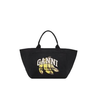 Ganni Crossbody Bags - Shopper XXL mit Grafikprint - Gr. unisize - in Schwarz - für Damen