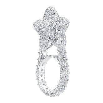 Yvmin Yvmin, Femme, Accessoires, Gris, Taille: 52 MM Pave Lucky Star Ring