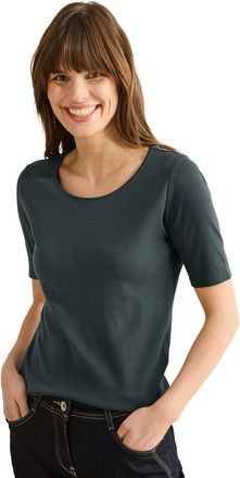 Cecil Damen B317515 T-Shirt in Unifarbe, Slate Khaki, XS