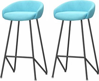 Generic Niedrige Barhocker (66/76 cm) mit Samtbezug und Fu&szlig;st&uuml;tze, ideal f&uuml;r Caf&eacute;s, Pubs, K&uuml;chen, Tresen und Esszimmer