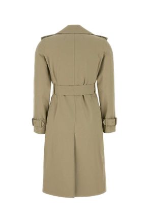 Burberry Womens Sage Green Gabardine Trench Coat Skylark