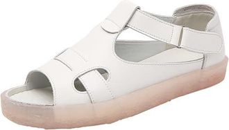 Generico Sandales Femme à Bout Fermé Confortable Respirant Sandales Compensées Femmes Élégantes Plates Chaussures de Marche Décontracté Léger Chaussures Basse 