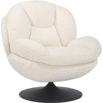 M&S Collection M&s - Fauteuil cosy pivotant 81x84x 84cm en tissu bouclette blanc - oryo