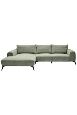 Stylife Ecksofa, Olivgr&uuml;n, Textil, 3-Sitzer, F&uuml;llung: Schaumstoff, Ottomane links, L-Form, 298x187 cm, Stoffauswahl, seitenverkehrt erh&auml;ltlich, Hocker erh&auml;ltl