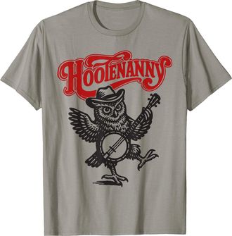 Giant Step Design Co. Hootenanny! Funny Banjo Owl Country Bluegrass Cottagecore T-Shirt