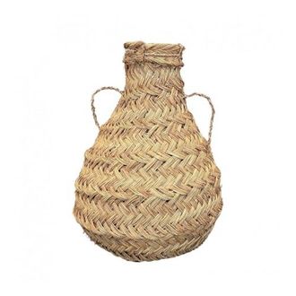 HOME MAISON Homemaison Grand panier d&eacute;co jarre feuille de palmier - Pot de fleur d&eacute;coratif feuille de palmier - 25 x 30 x 40 cm - Artisanat Marocain - Couleur Nat