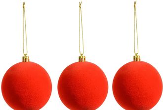 Riffelmacher & Weinberger Riffelmacher Samtkugeln 3er Set | 10 cm | Rot | Weihnachtskugeln zum H&auml;ngen | Christbaumkugeln samtig edel klassisch festlich | 60802