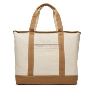 Tommy Hilfiger Handtasche Tommy Hilfiger Th Summer Canvas Tote AW0AW17421 Beige