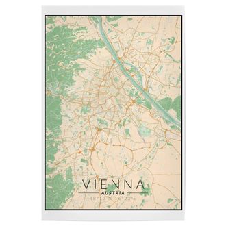artboxONE Poster 75x50 cm St&auml;dte/Wien Wien Vintage Stadtkarte - Bild Wien Vintage Karte Wien