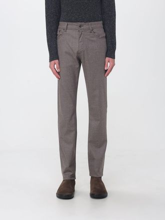 Luciano Barbera Pantalon chino slim fit en m&eacute;lange de laine &agrave; cinq poches