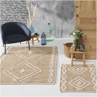 Douceur d'Int&eacute;rieur Douceur Dint&eacute;rieur - Tapis rectangle 120x170cm en jute et laine Floty - 120x170cm - Blanc