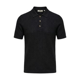 Only & Sons Only & Sons, Homme, Tops, Noir, Taille: S Polo Boutonn&eacute; &agrave; Manches Courtes